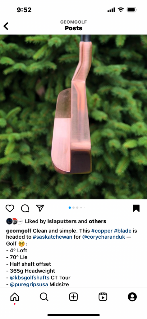 SOLD! Solid Raw Copper GEOM milled blade putter - For Sale Archive-For ...